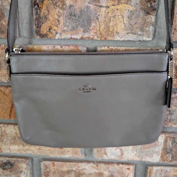Coach | Bags | Coach Gray Leather Crossbody | Poshmark
